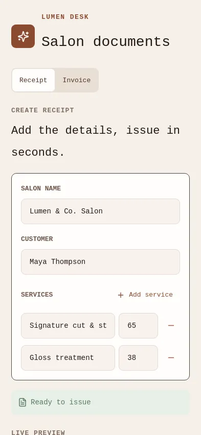 Salon Invoice Maker