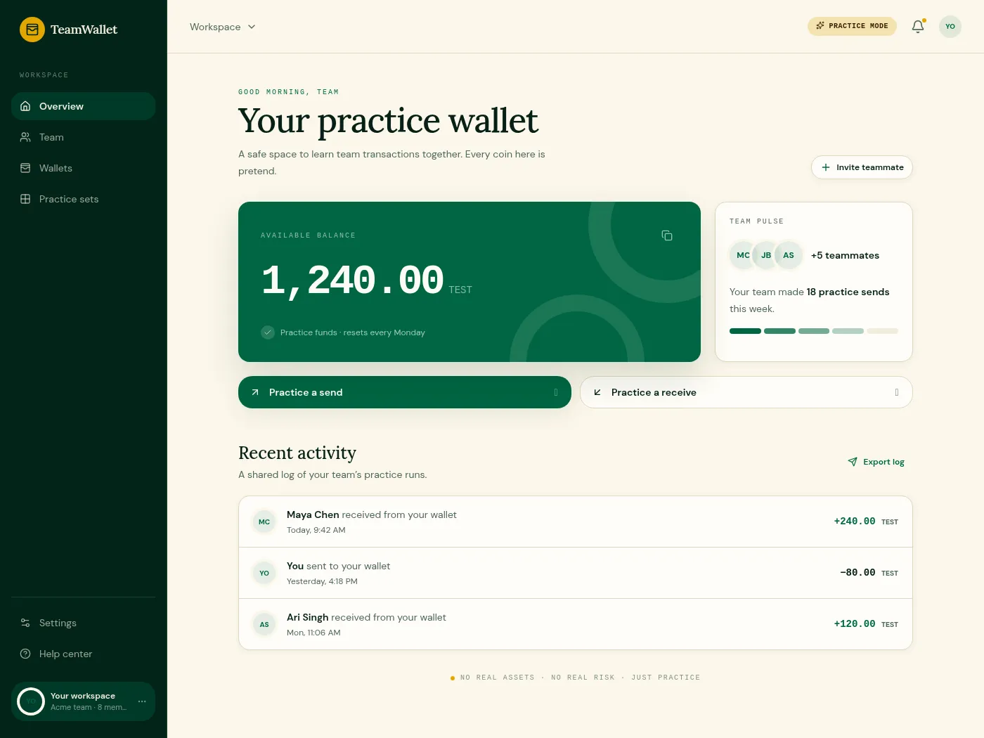 TeamWallet Simulator