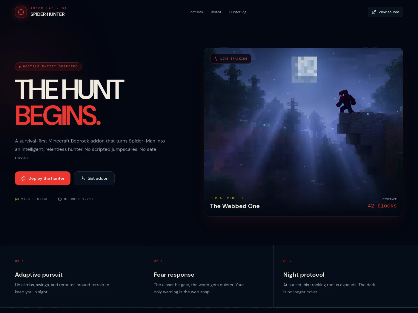 Spider-Hunter Minecraft Addon