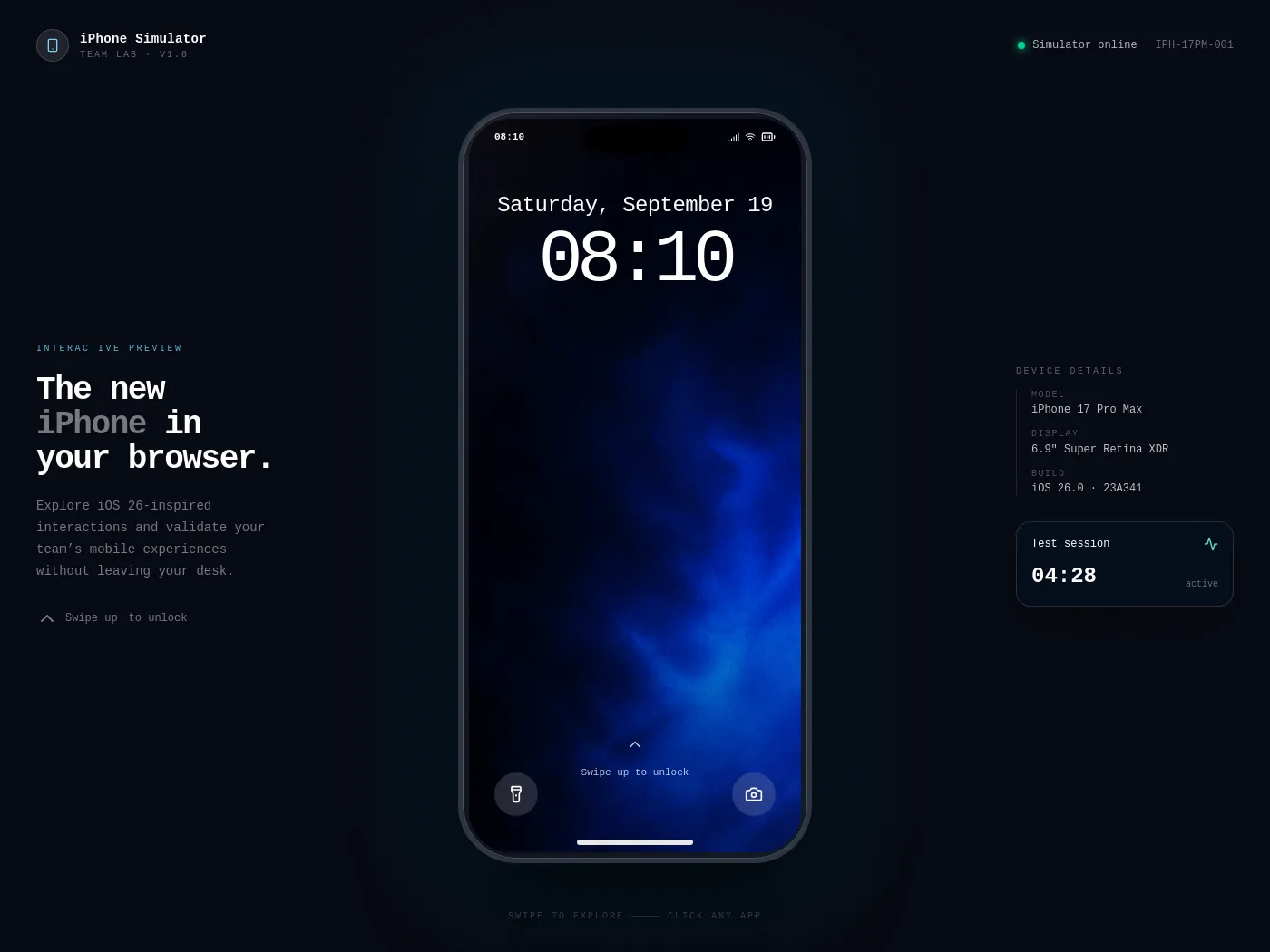 iPhone 17 Pro Max Simulator