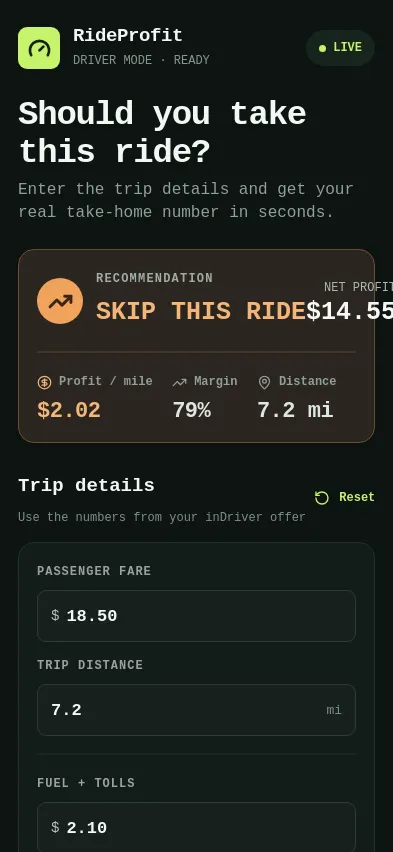 RideProfit Finder