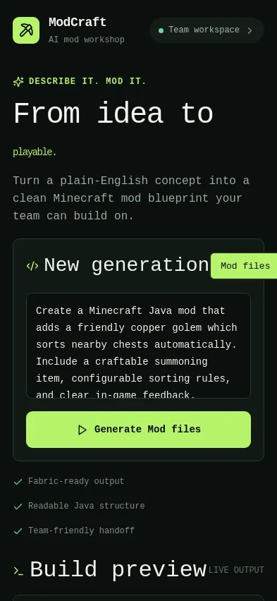 ModCraft AI Generator