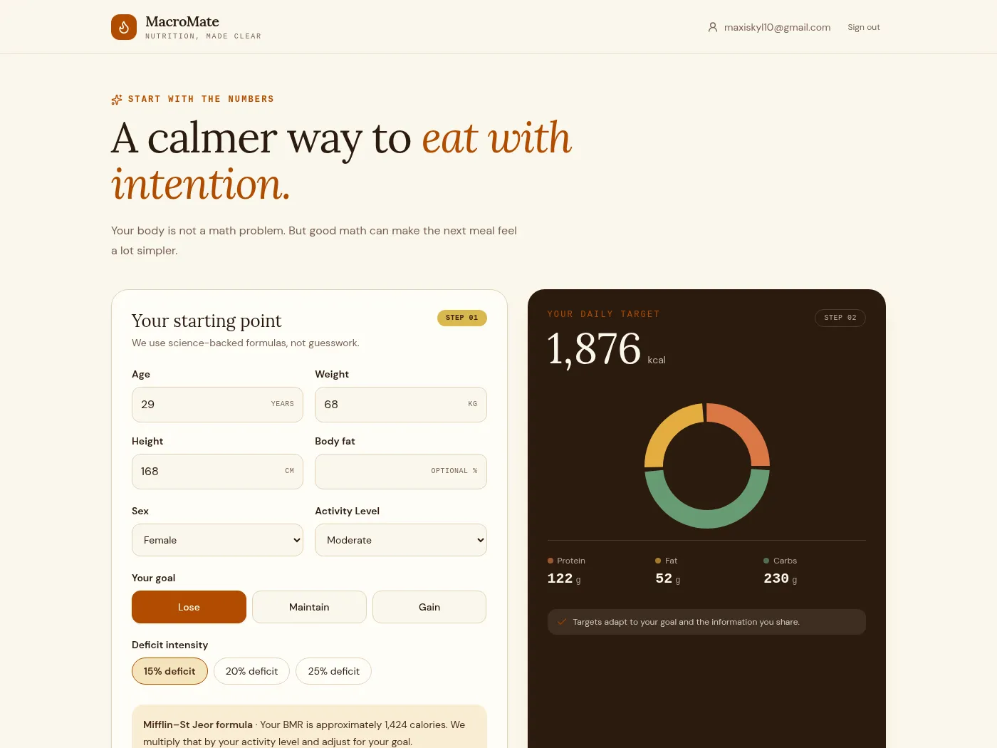MacroMate Calorie Planner
