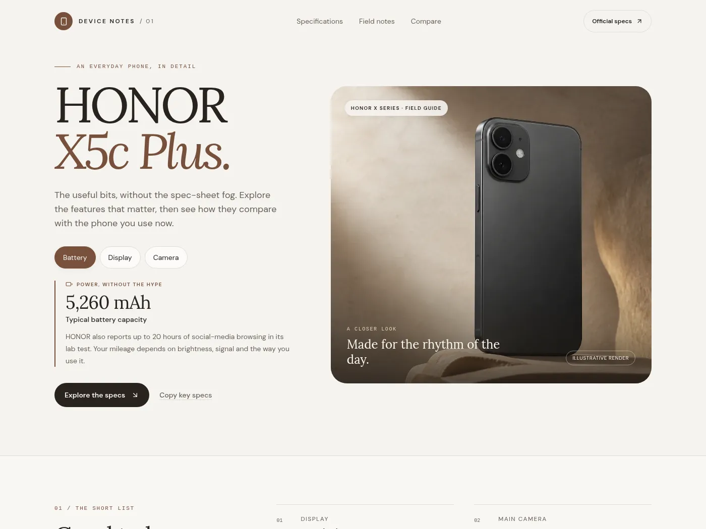 Honor X5C Plus Info Hub