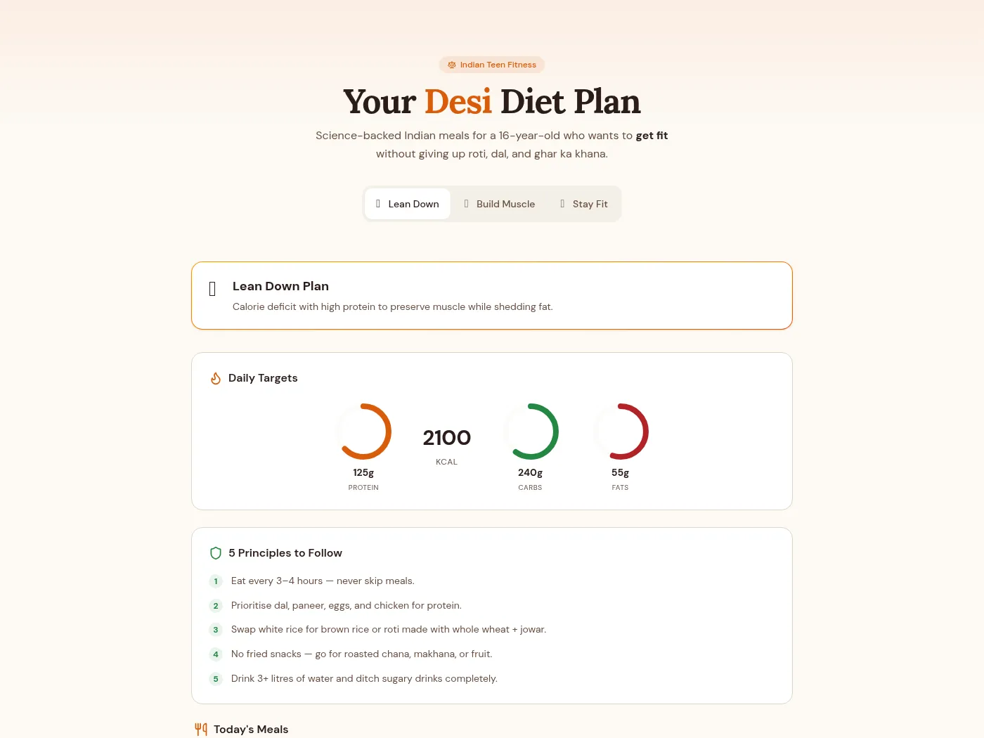 FitIndia Diet Planner