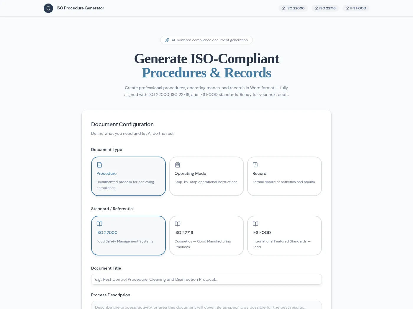 ISO Procedure Generator
