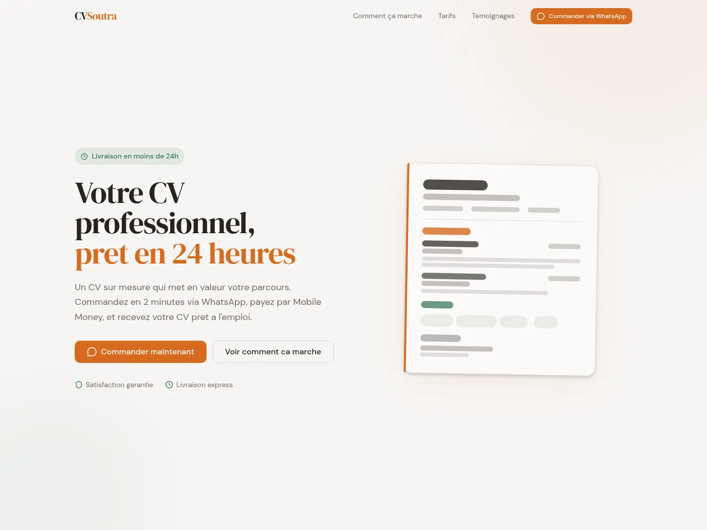 CV Soutra Landing Page