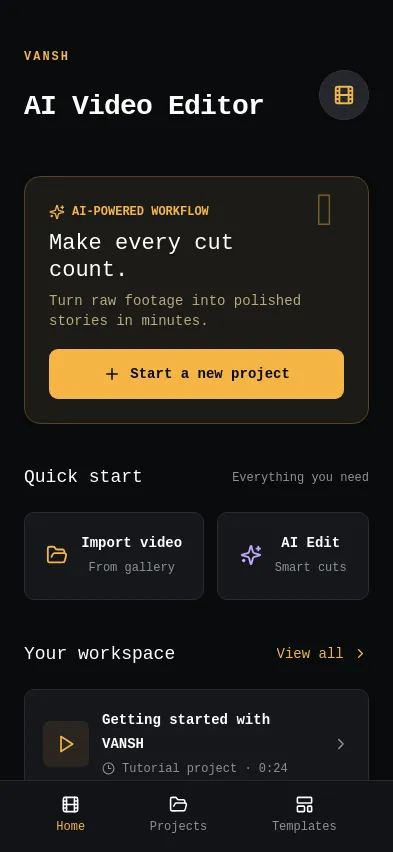 VANSH AI Video Editor