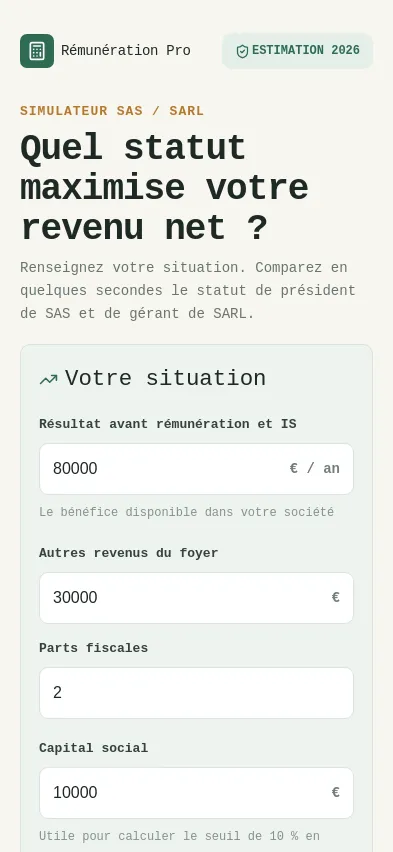 SAS/SARL Remuneration Optimizer