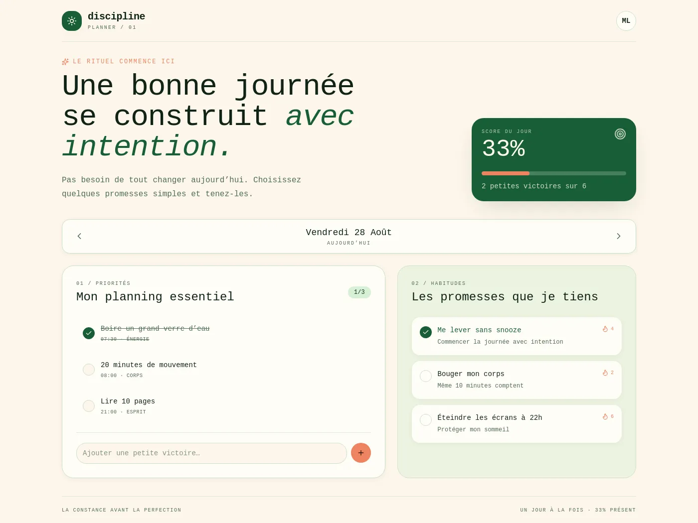 Discipline Planner