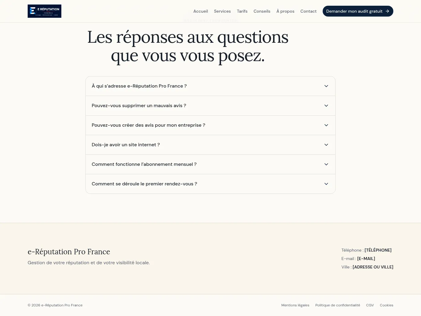 e-Réputation Pro France Site