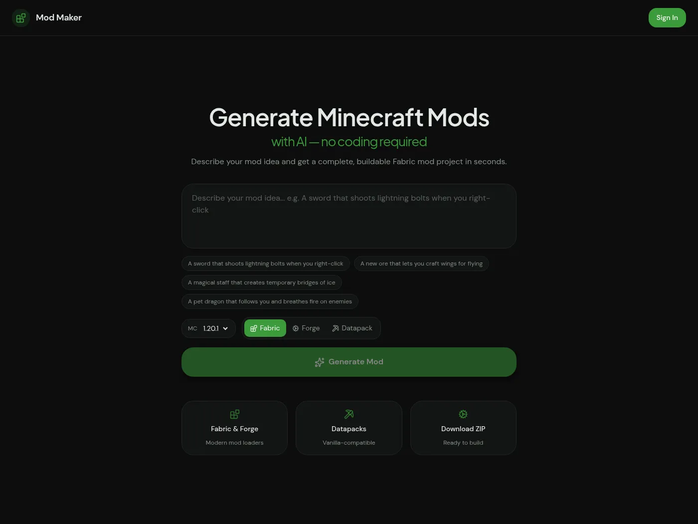 AI Minecraft Mod Maker