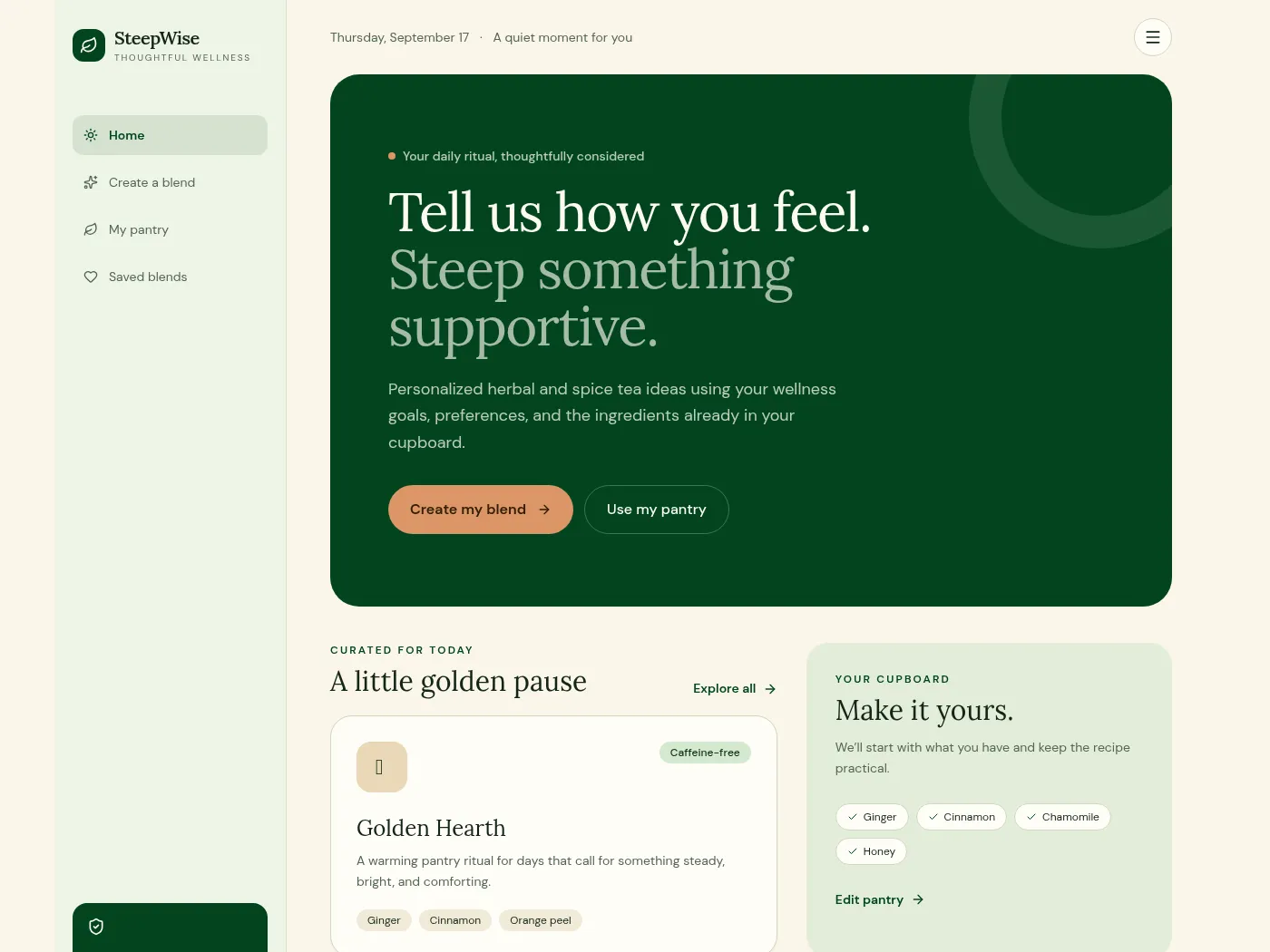 SteepWise Wellness App