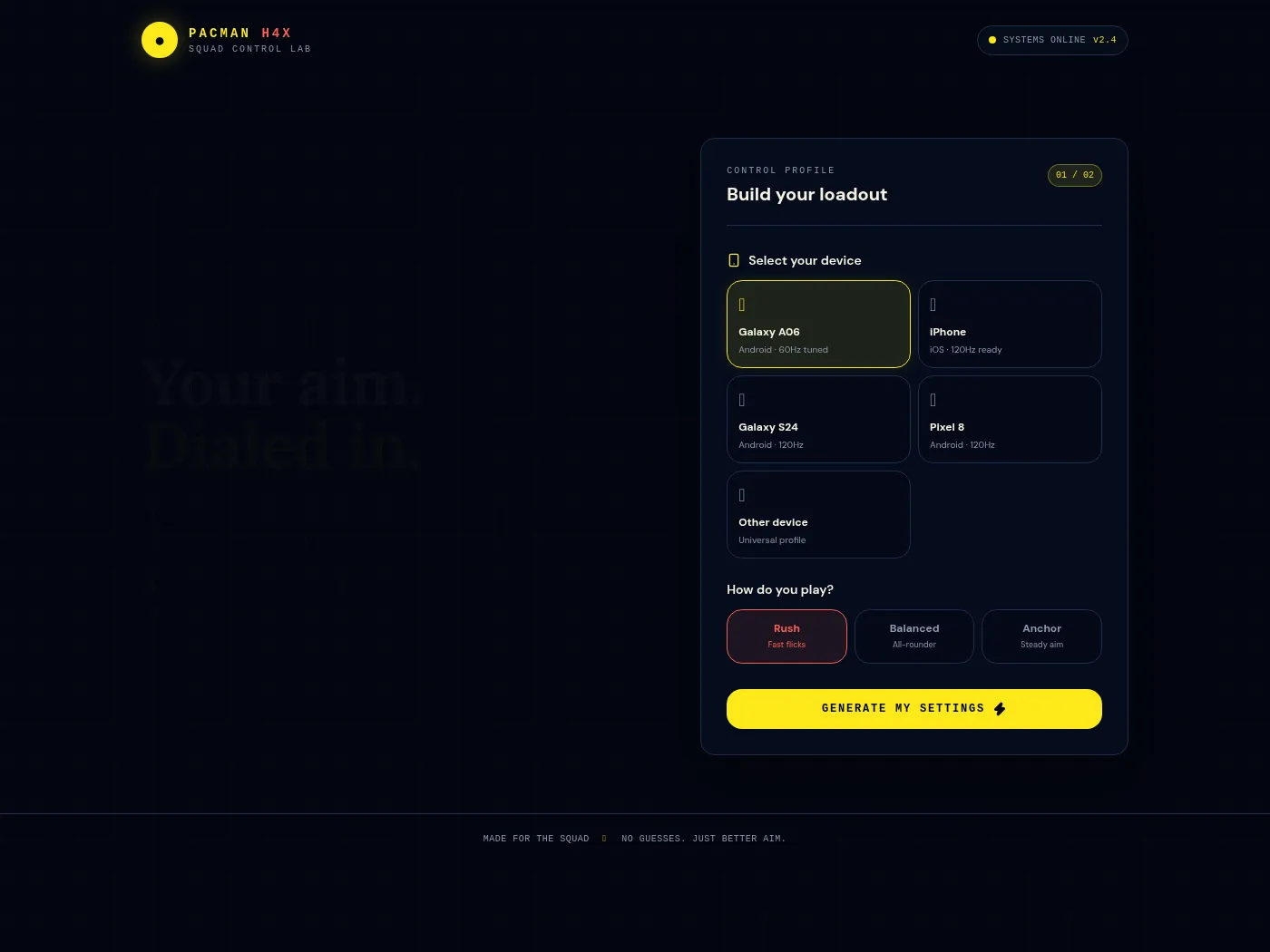 PACMAN Sensitivity Wizard