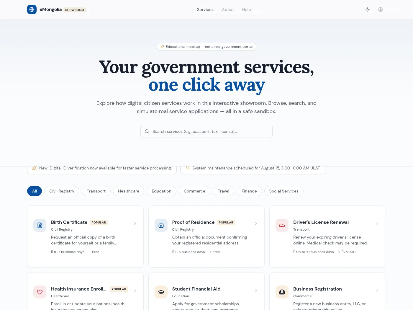 GovTech Showroom Portal