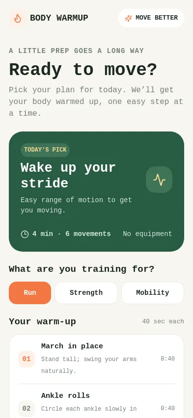 Body Warmup Coach