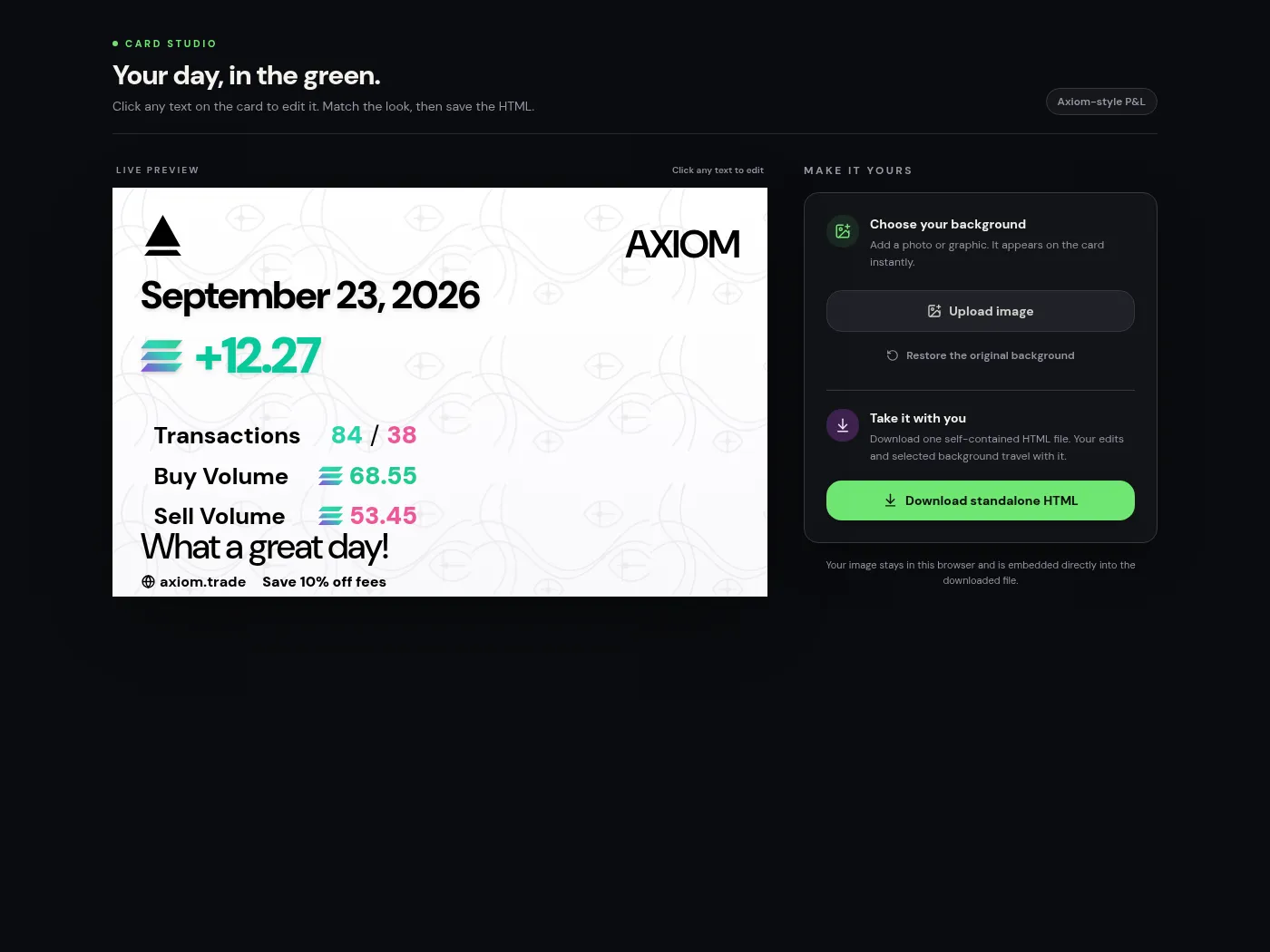 Axiom P&L Card Creator