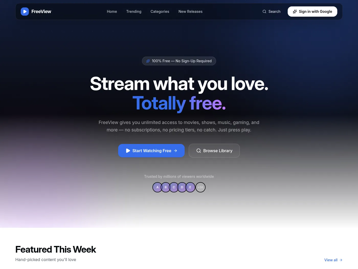 FreeView Streaming Site
