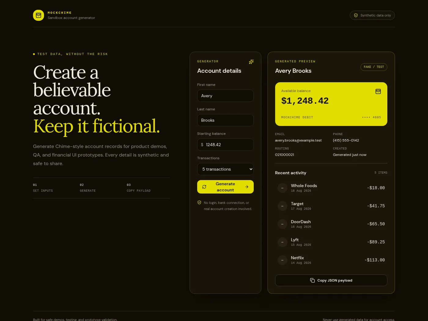 MockChime Sandbox