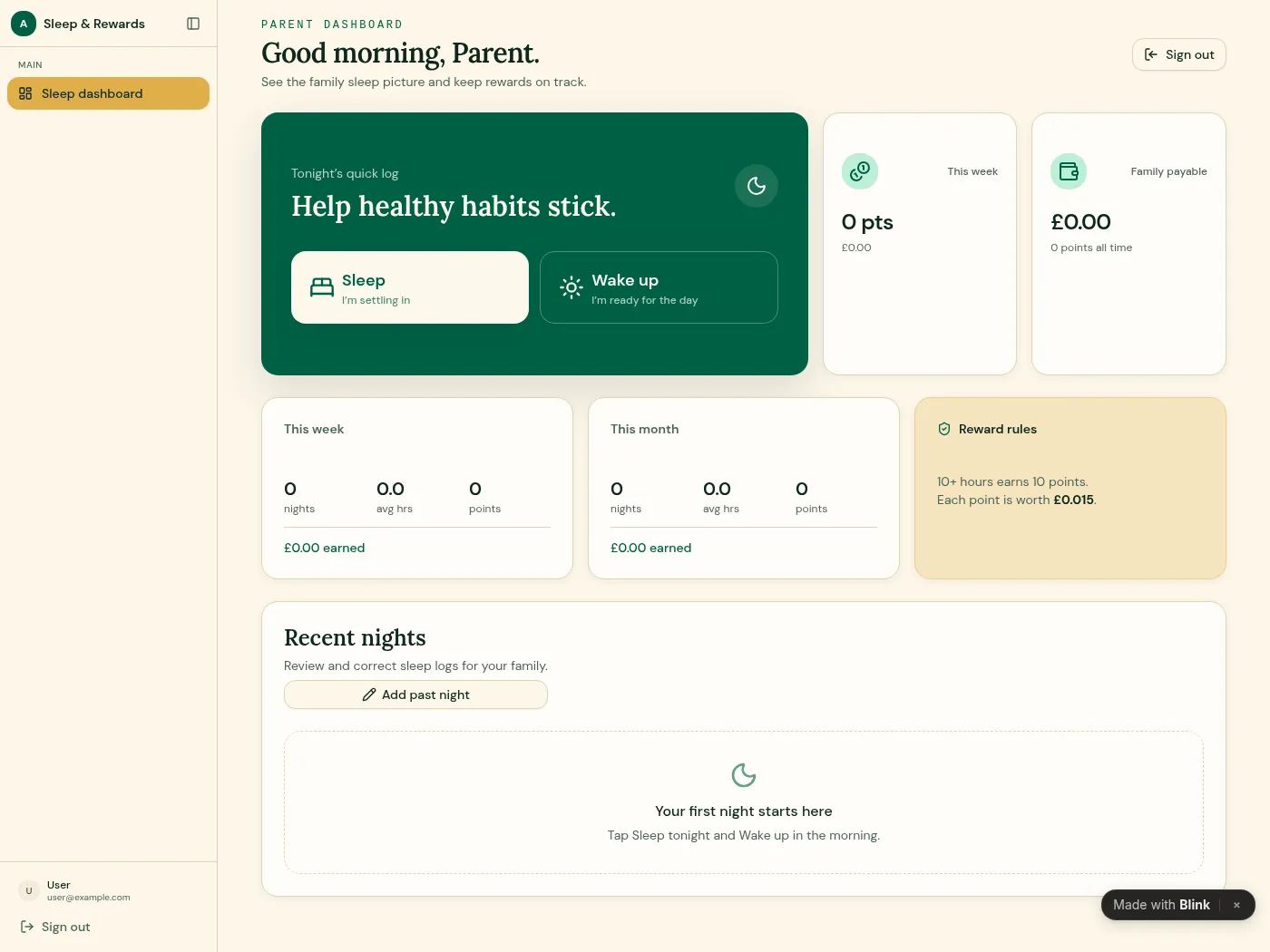 Sleep & Rewards Tracker