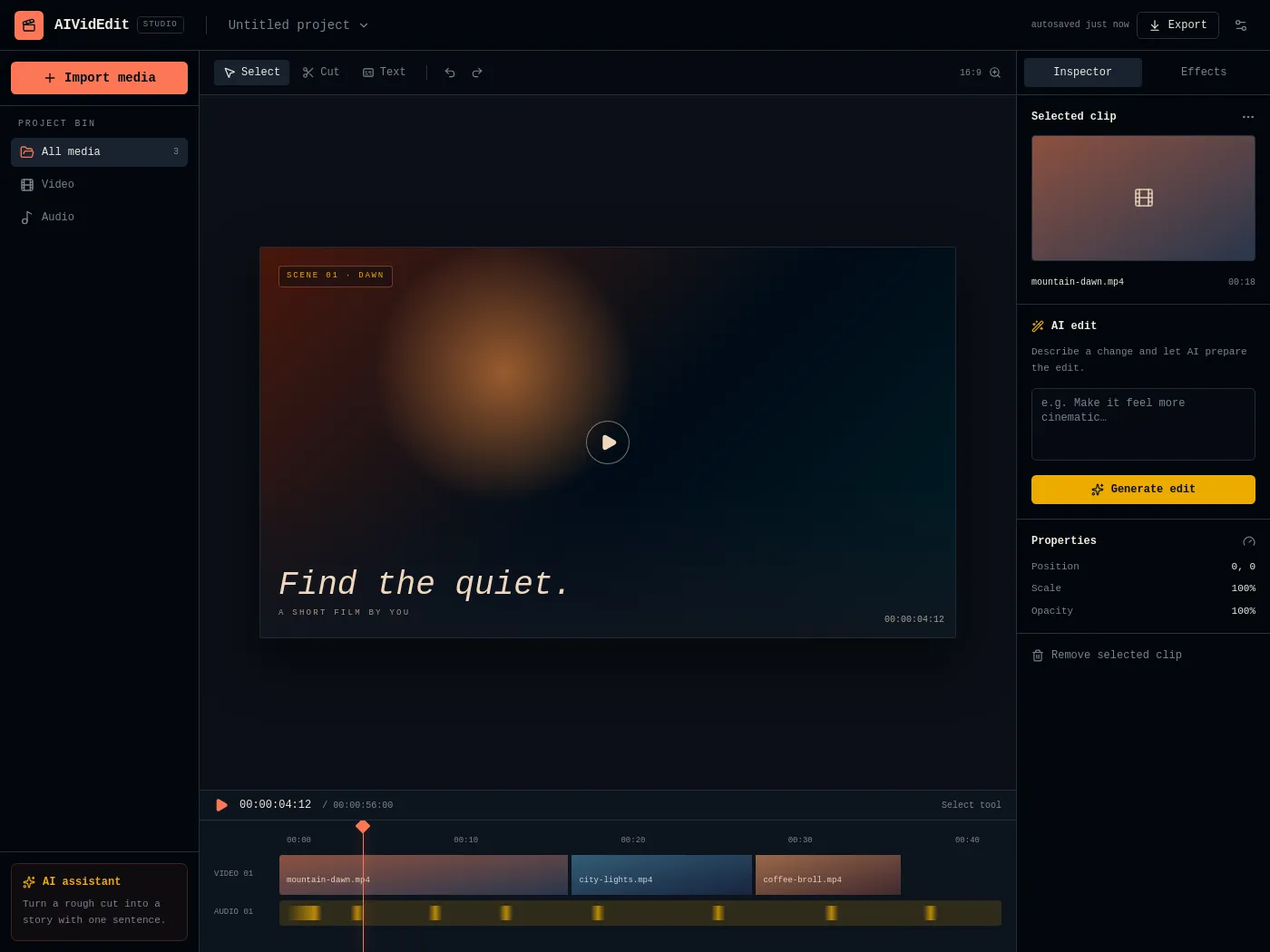 AIVidEdit Desktop Studio
