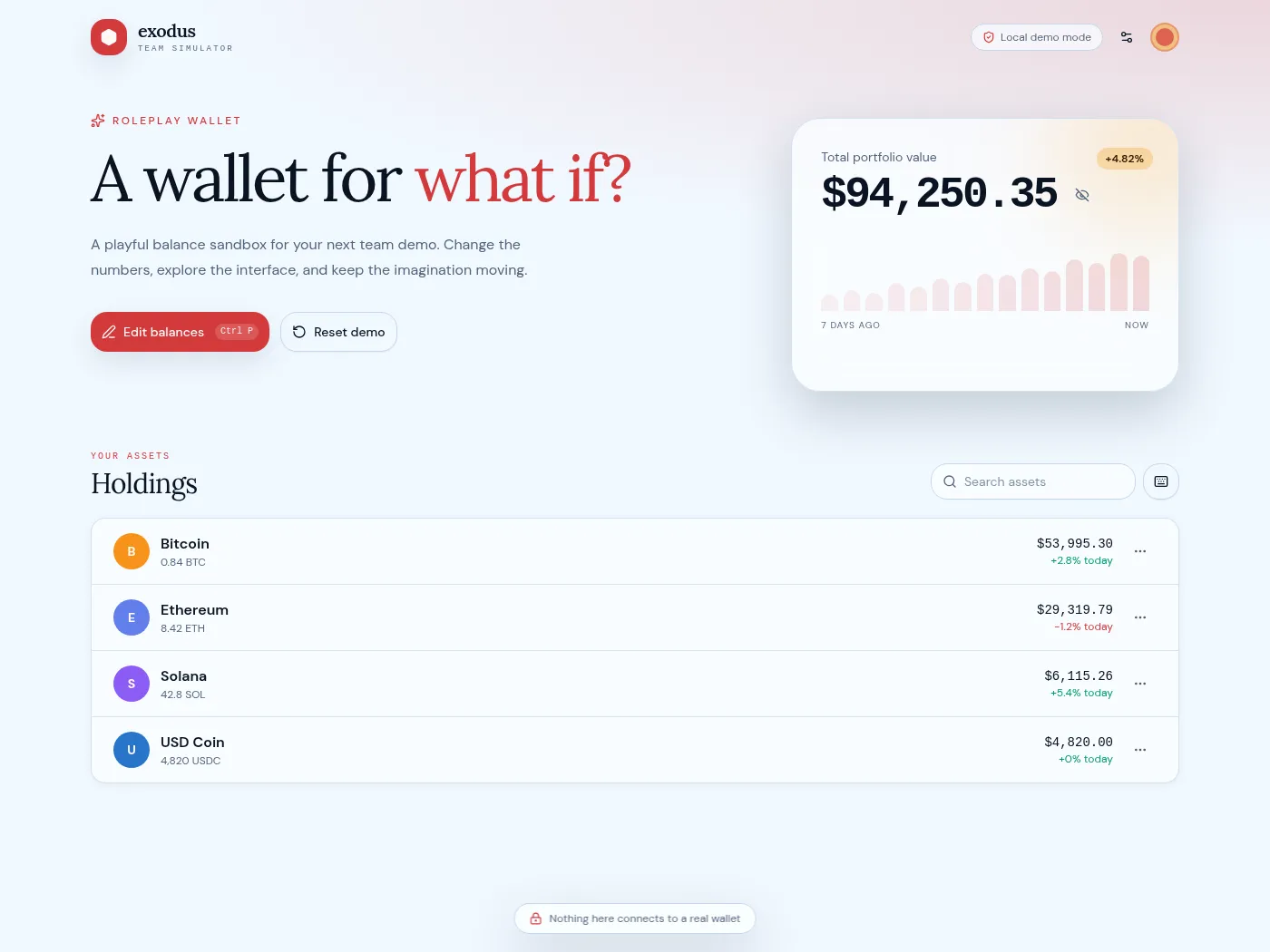 Exodus Wallet Simulator