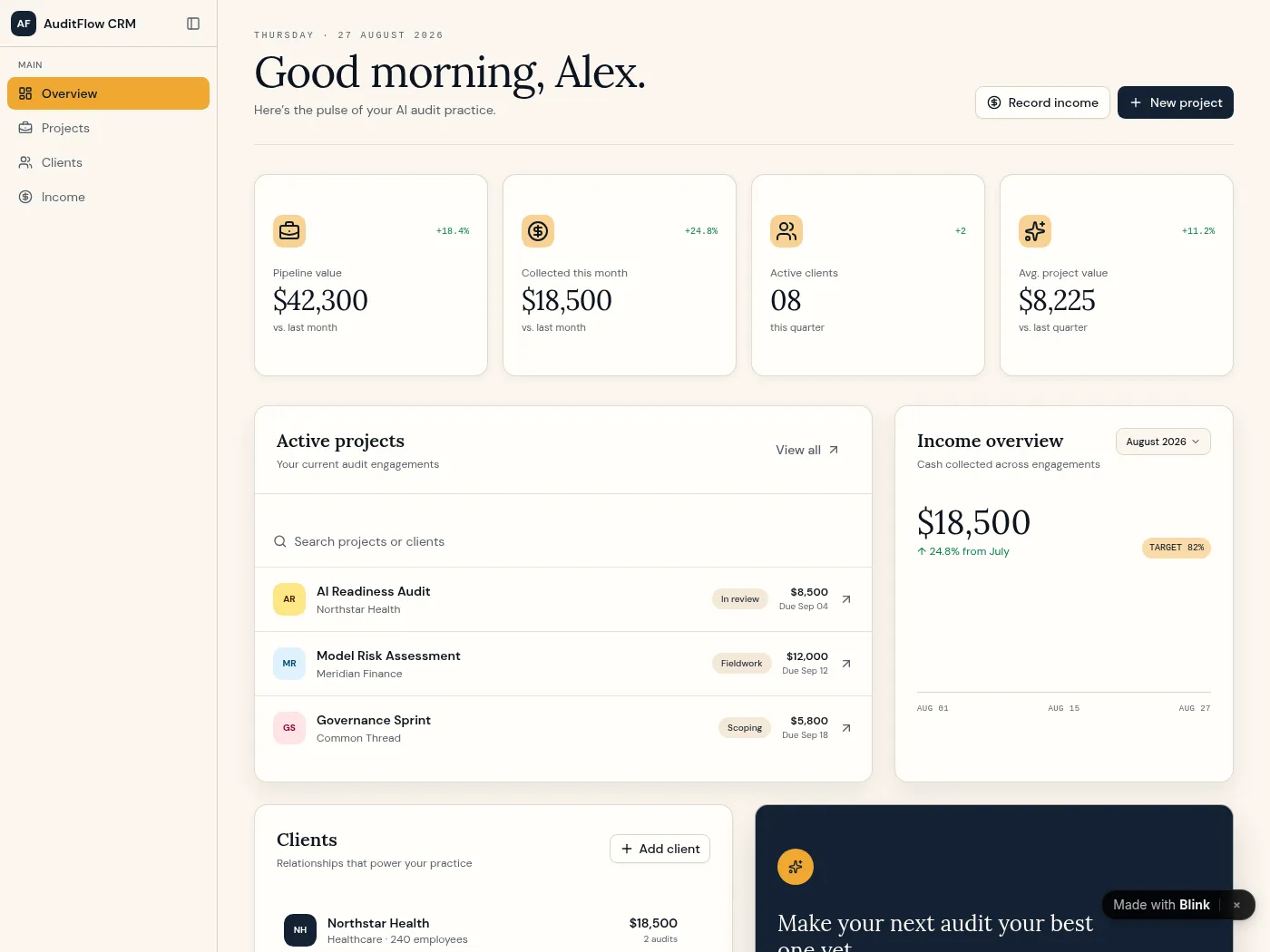 AI Audit CRM Dashboard