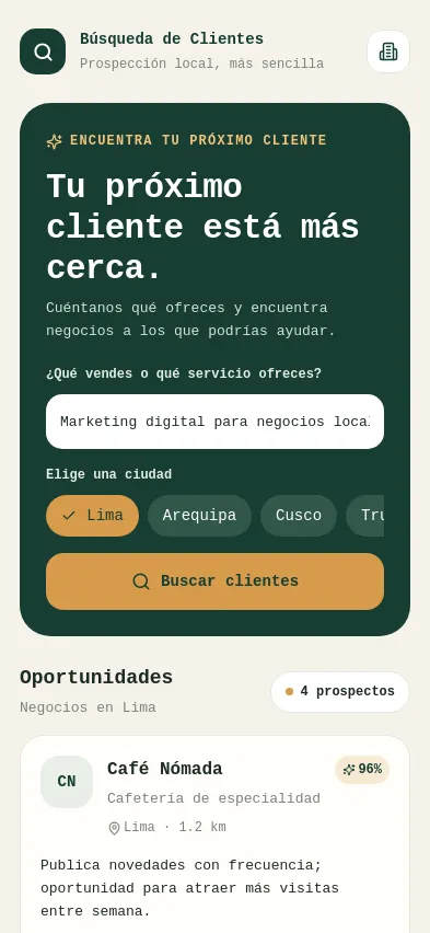 Búsqueda de Clientes App