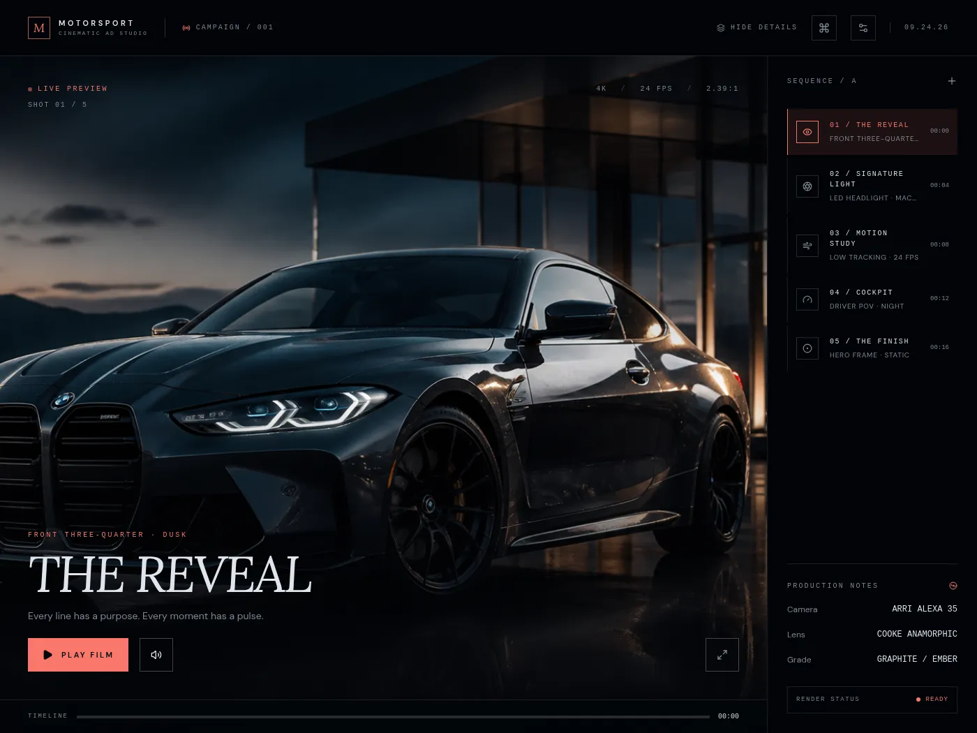 BMW M4 Cinematic Ad Studio