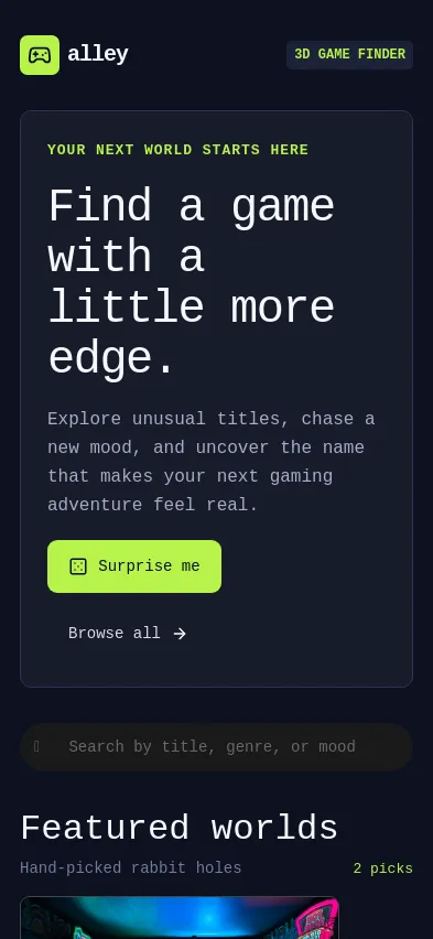 Alley 3D Game Finder