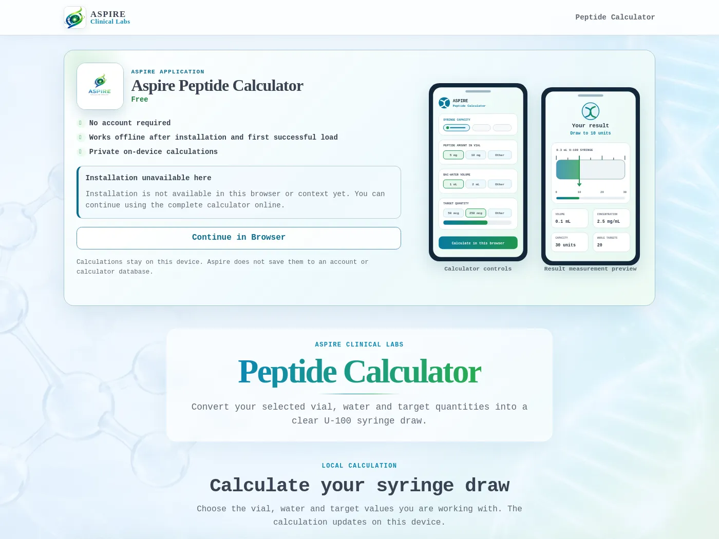 Aspire Peptide Calculator