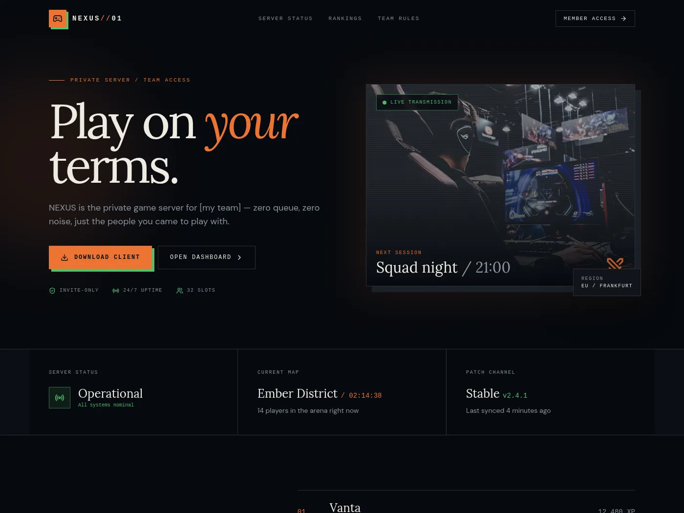 Game Server Portal