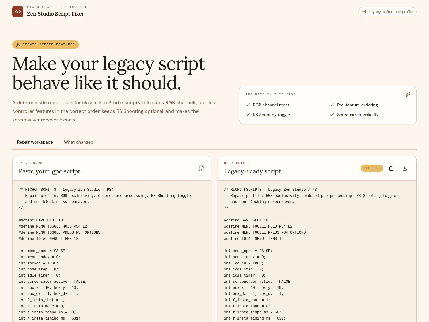 Zen Studio Script Fixer