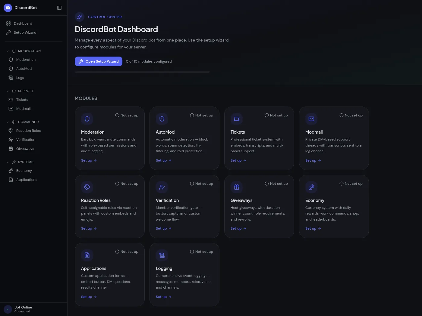 DiscordBot Control Center
