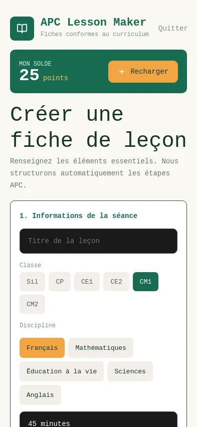 APC Lesson Sheet Maker