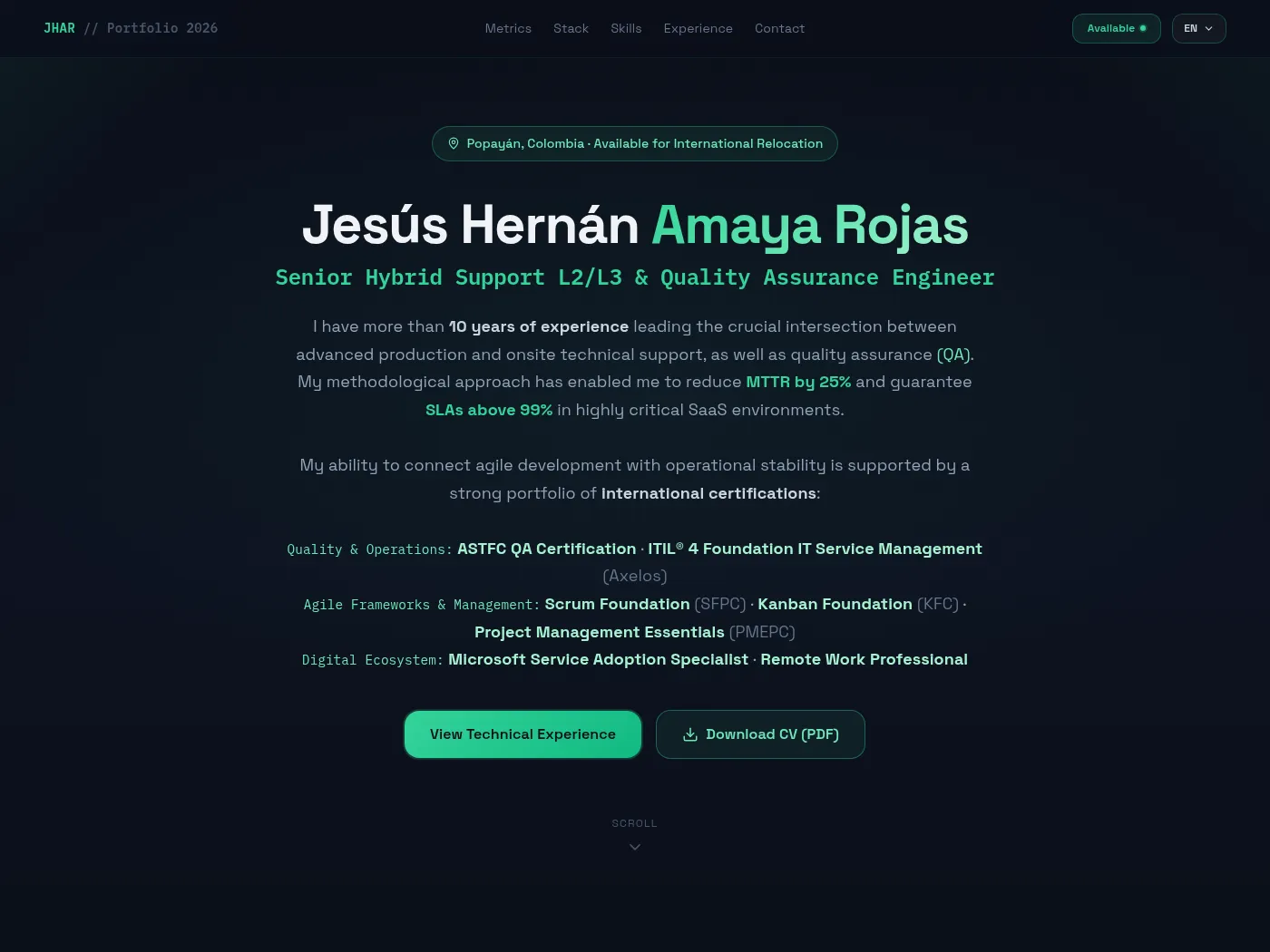 Tech CV Web Portfolio