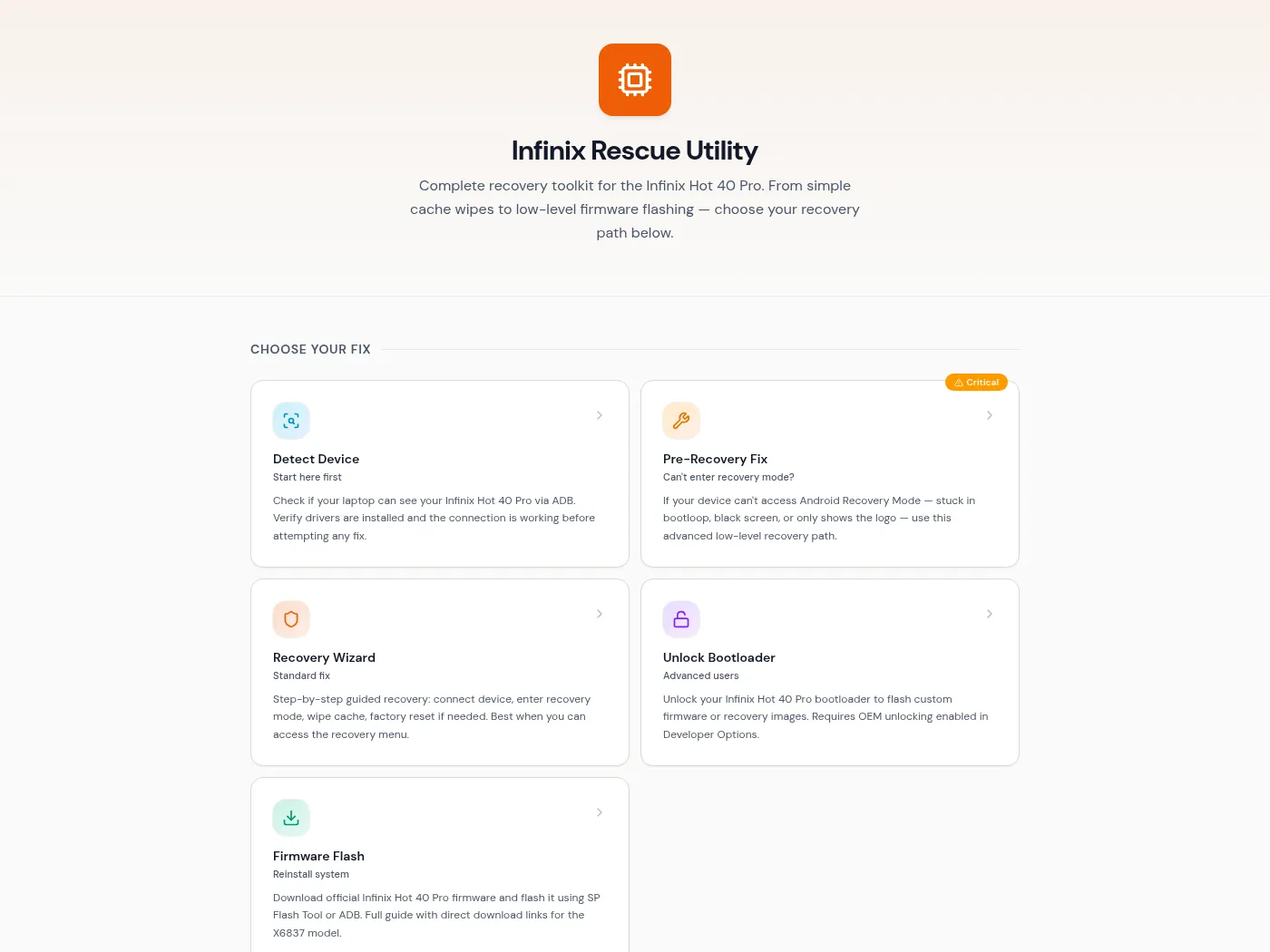 Infinix Rescue Utility