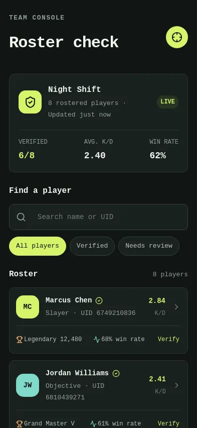 CODM Team Stats Tracker