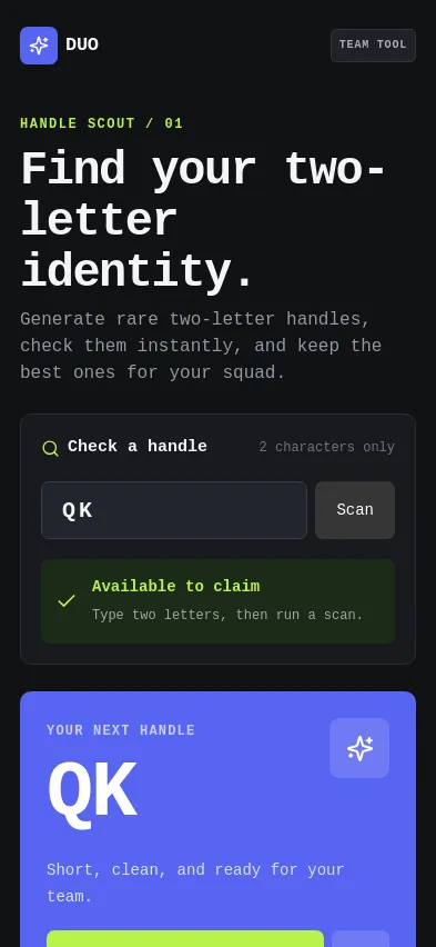 2-Letter Username Checker
