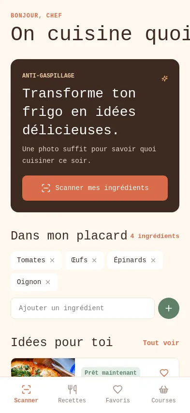 Ingrédients Snap Chef