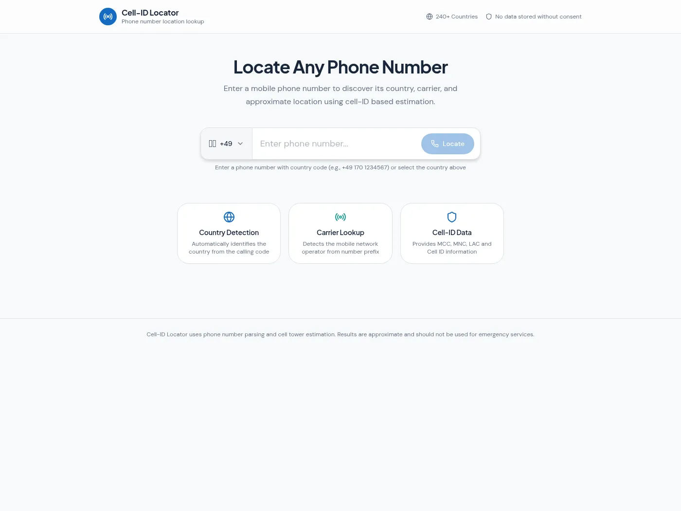 Cell-ID Locator Web Tool