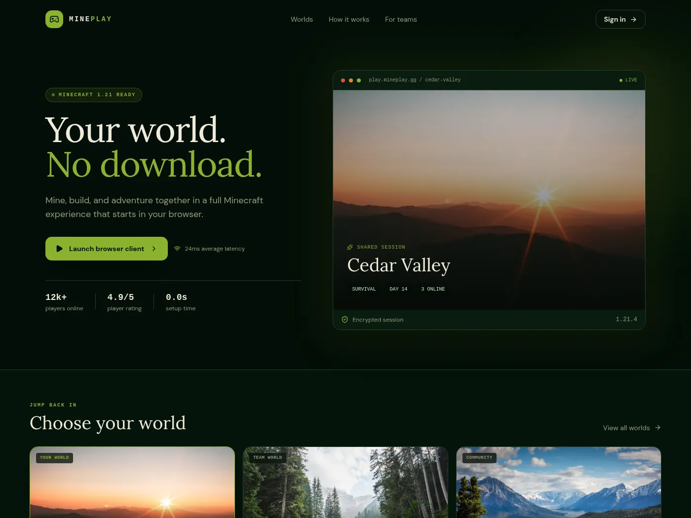MinePlay Web Client