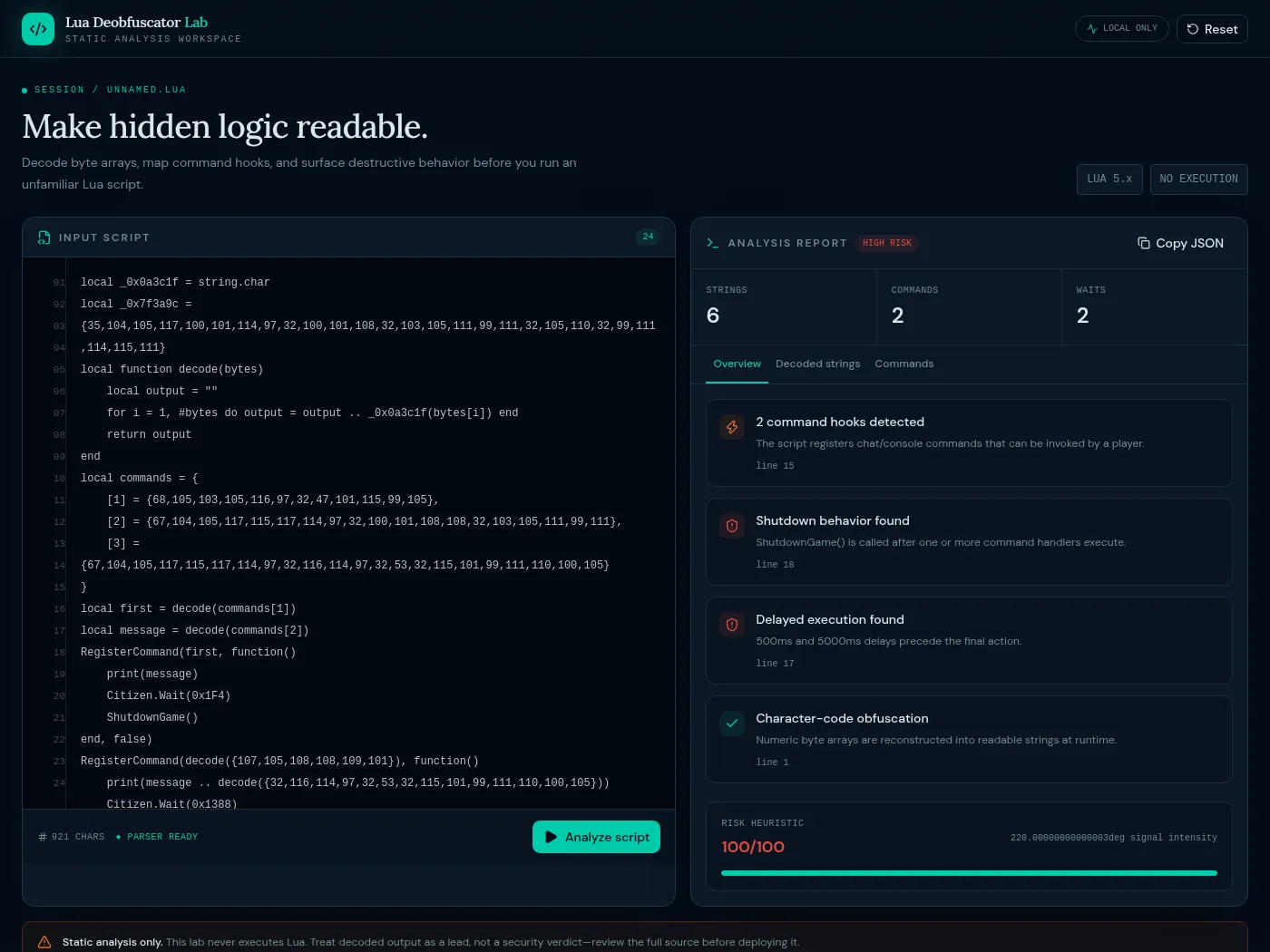 Lua Deobfuscator Lab