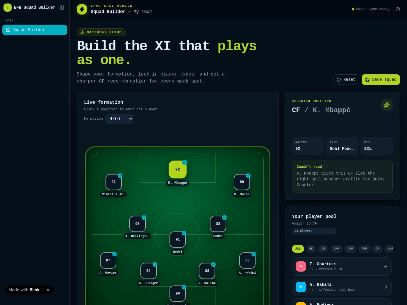 eFootball Squad Builder