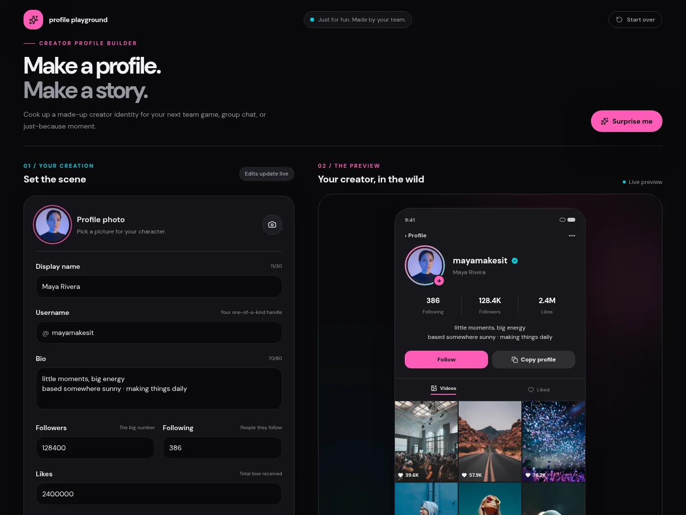TikSim Profile Creator