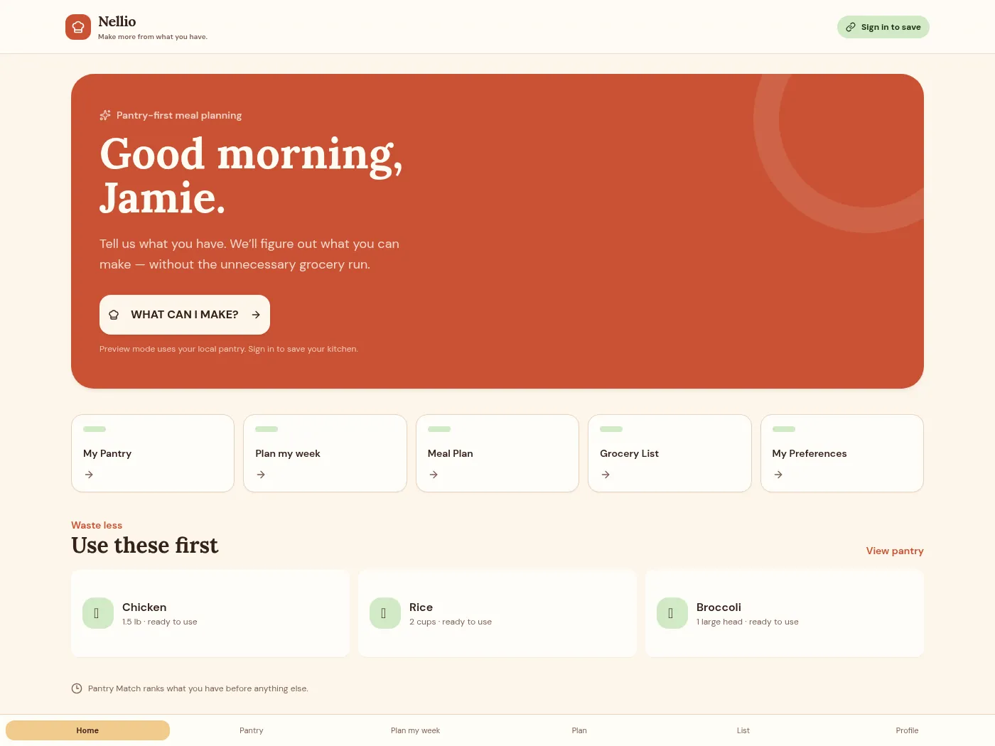 Nellio Meal Planner
