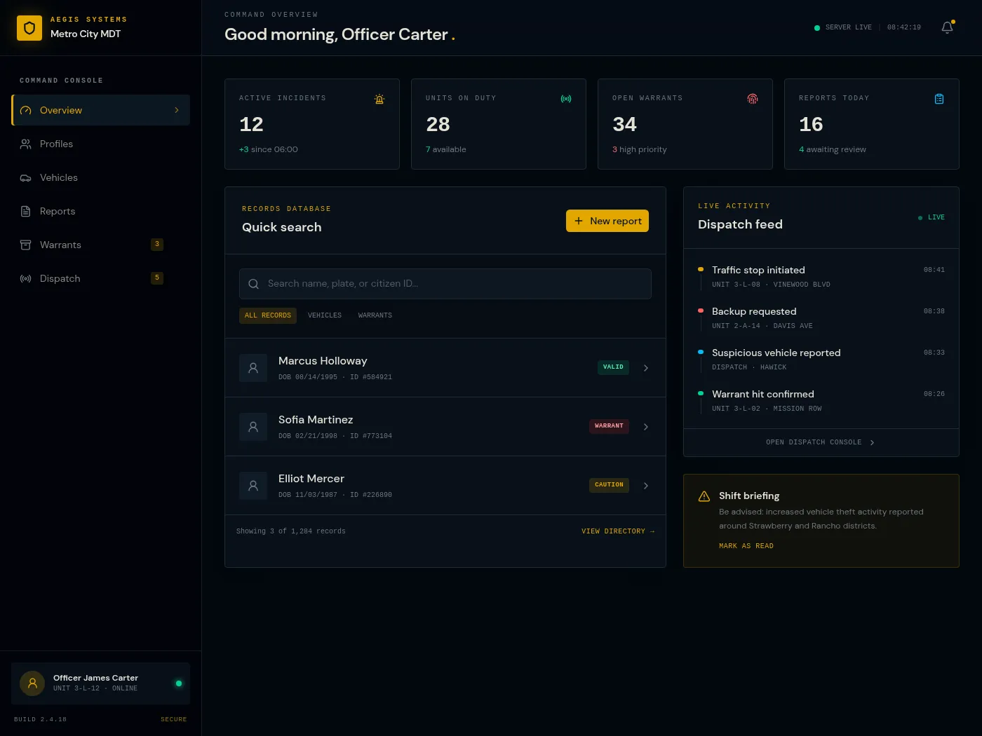 FiveM MDT Dashboard