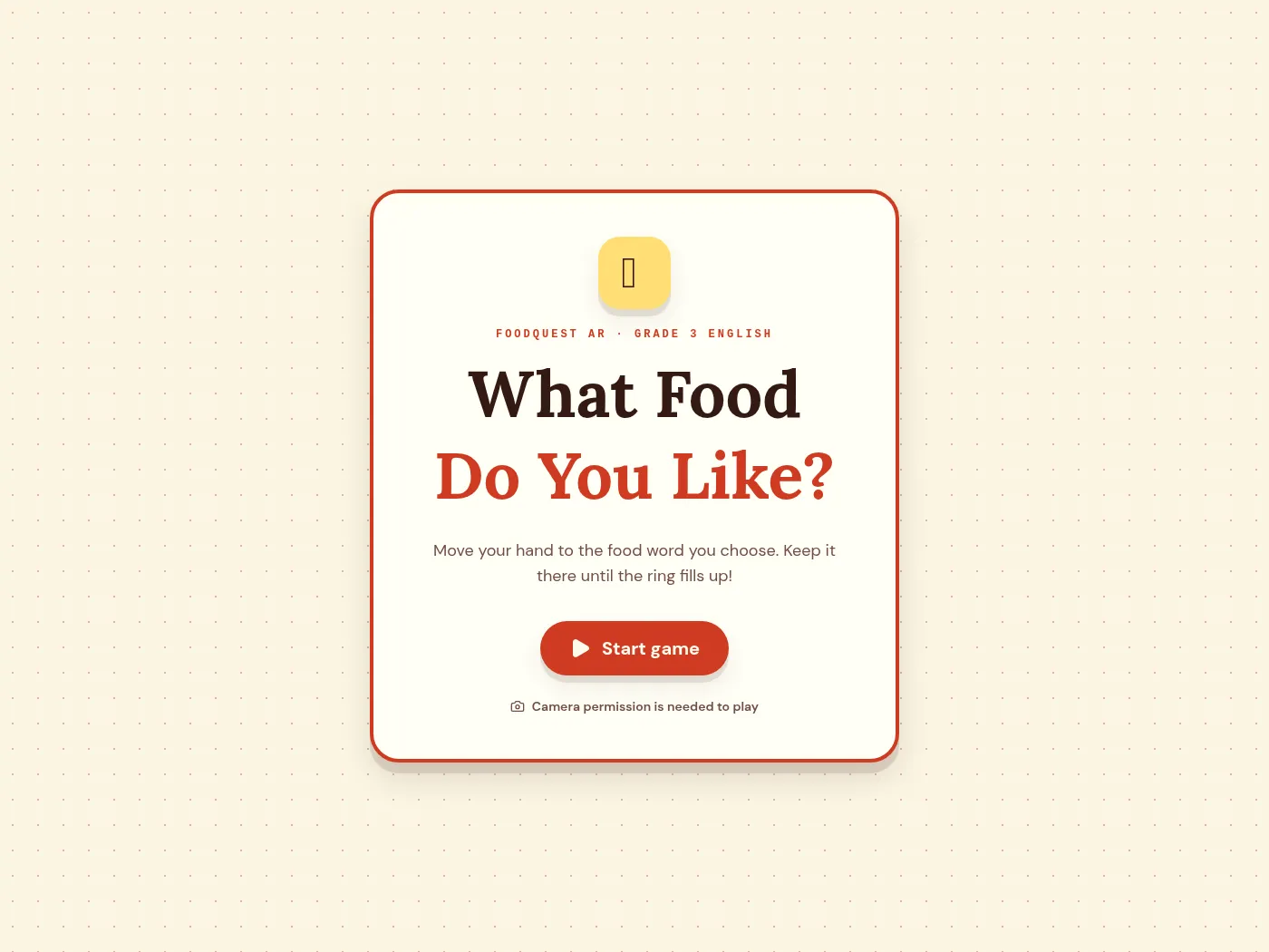 FoodQuest AR English Game