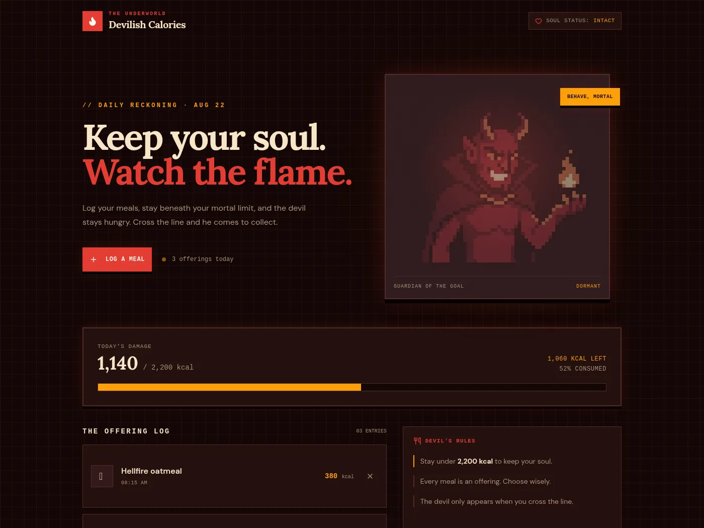 Devilish Calorie Tracker
