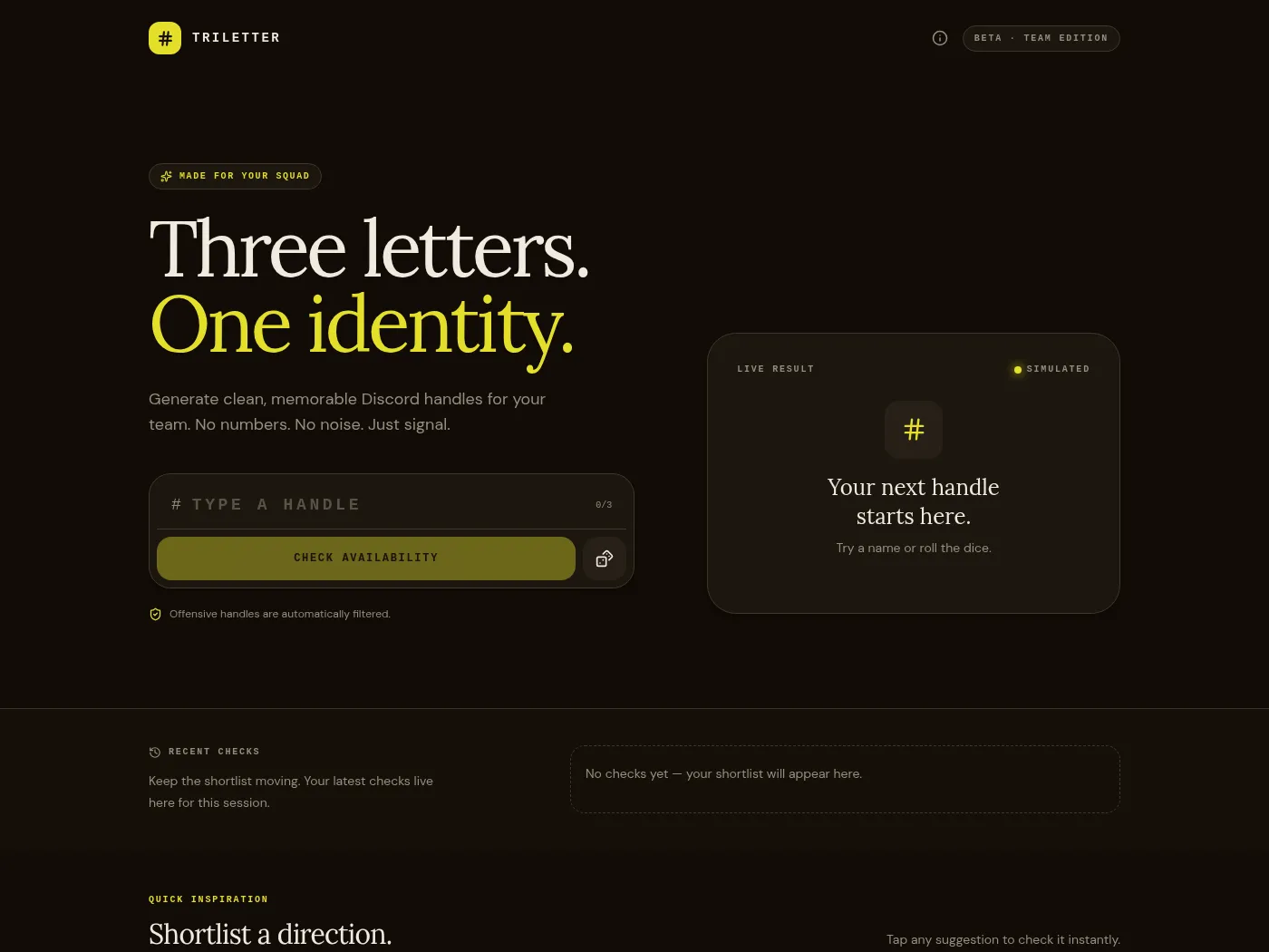 TriLetter Discord Handle Gen